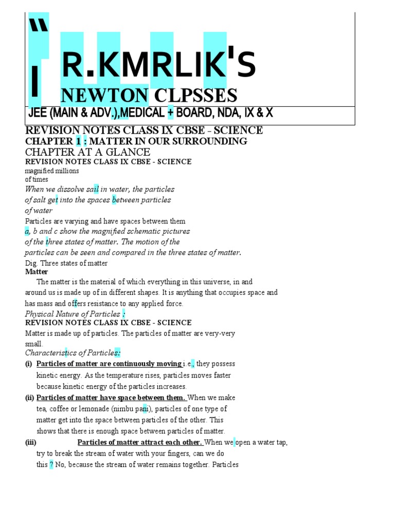 Chapter 1 - Matter in Our Surrounding | PDF | Evaporation | Gases