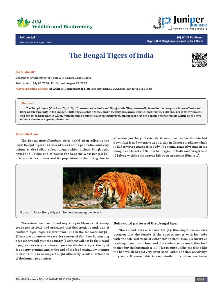 The Bengal Tigers of India: Editorial | PDF | Tiger | Zoology