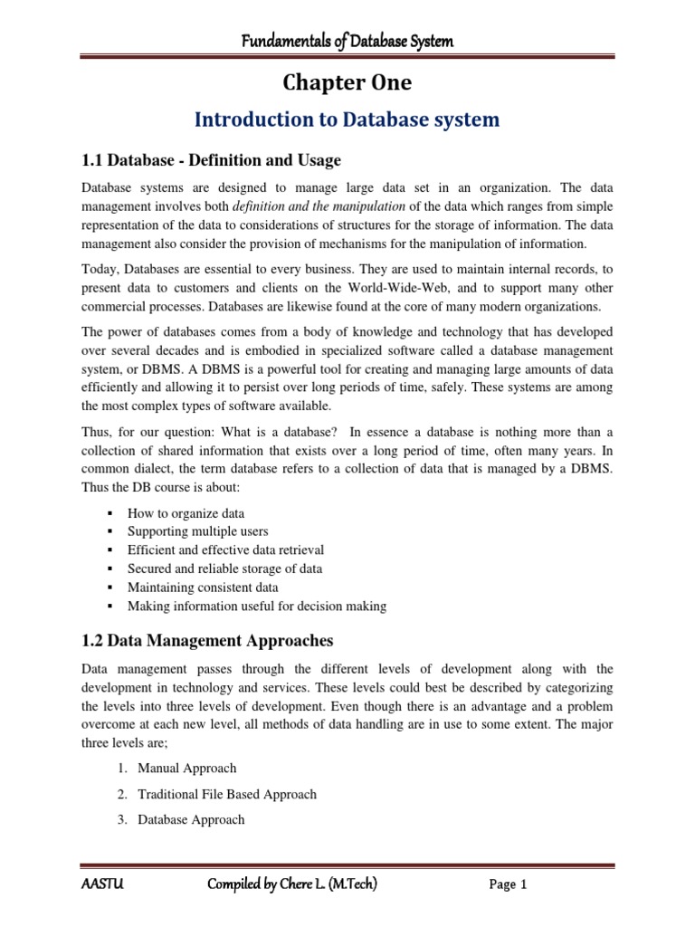 Chapter 1 - Introduction To Database System | PDF | Databases | Database Transaction