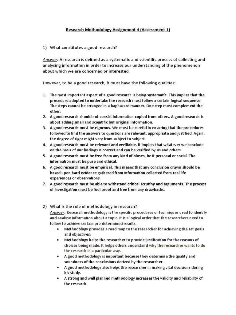 Research Methodology Assignment 4 | PDF | Scientific Method | Observation