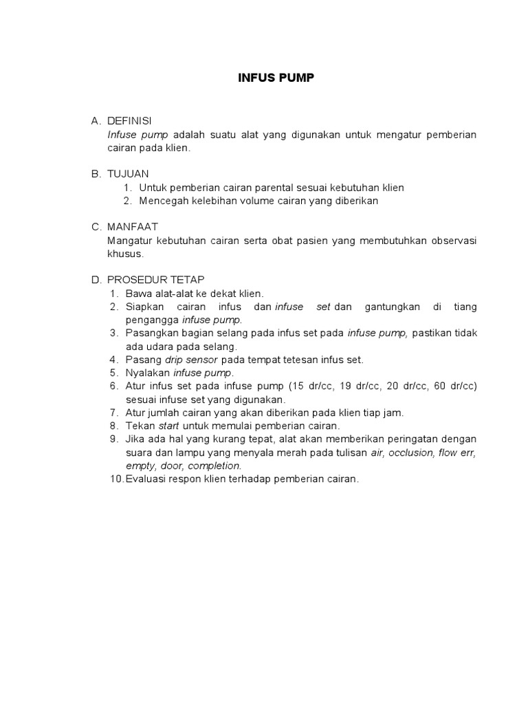 Pemasangan Infus Pump 1 | PDF