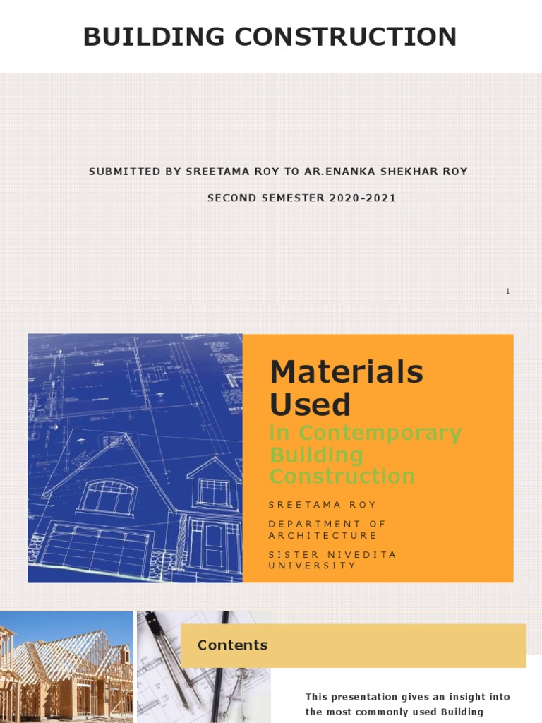 Materials Used in Building Construction | PDF | Mortar (Masonry) | Concrete