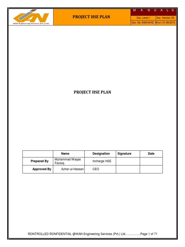 Project HSE Plan | Download Free PDF | Safety | Occupational Safety And ...