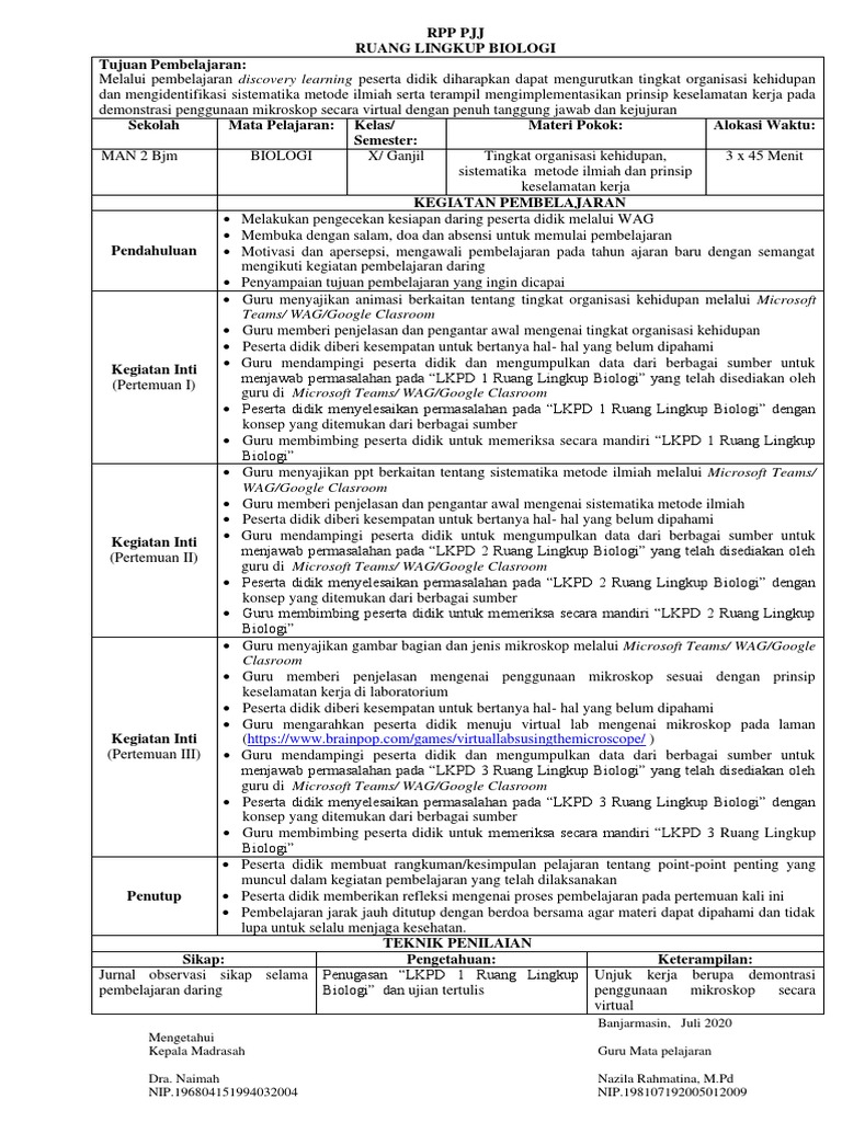 OK RPP Ruang Lingkup Bio | PDF