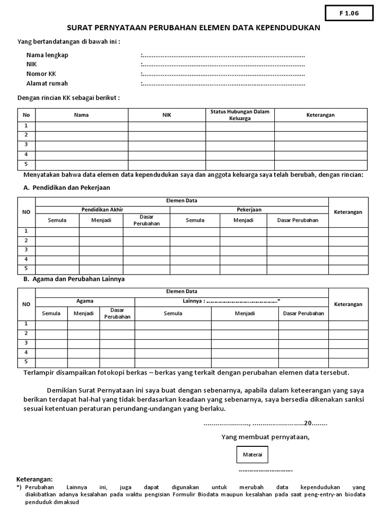 Formulir F1.06 | PDF