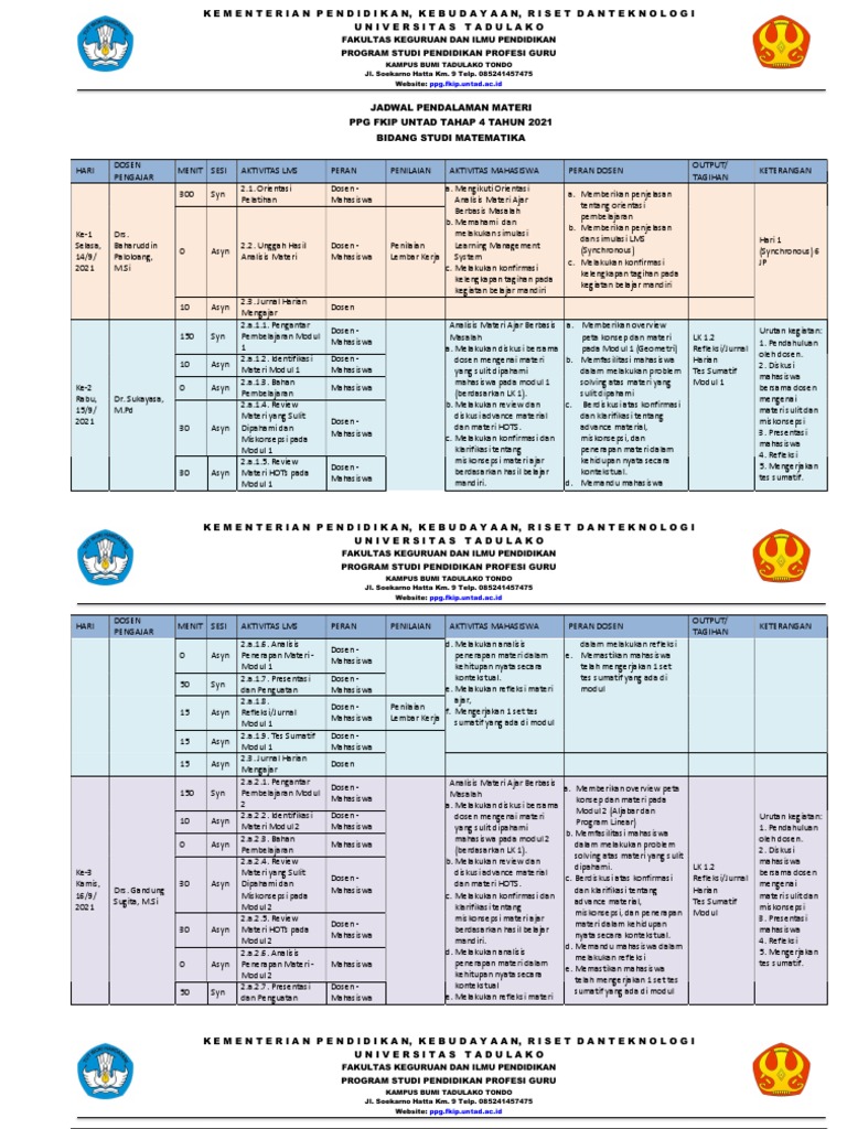 JADWAL PPG Tahap 4 | PDF