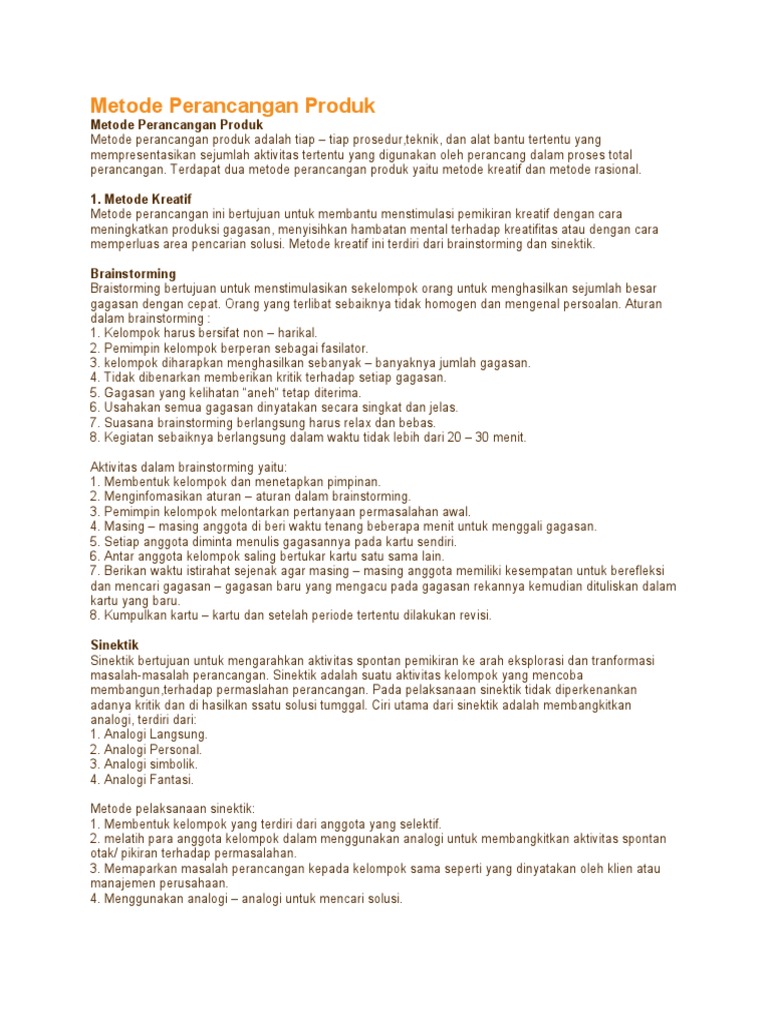 Metode Perancangan Produk | PDF