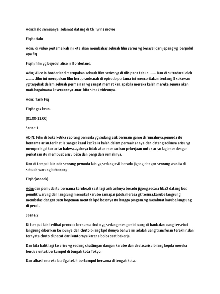 Script Alur Cerita Film Alice The Borderland Pdf
