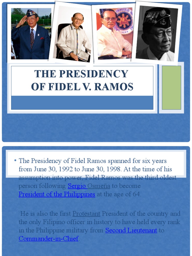The Presidency of Fidel V. Ramos | PDF | Government | Philippines