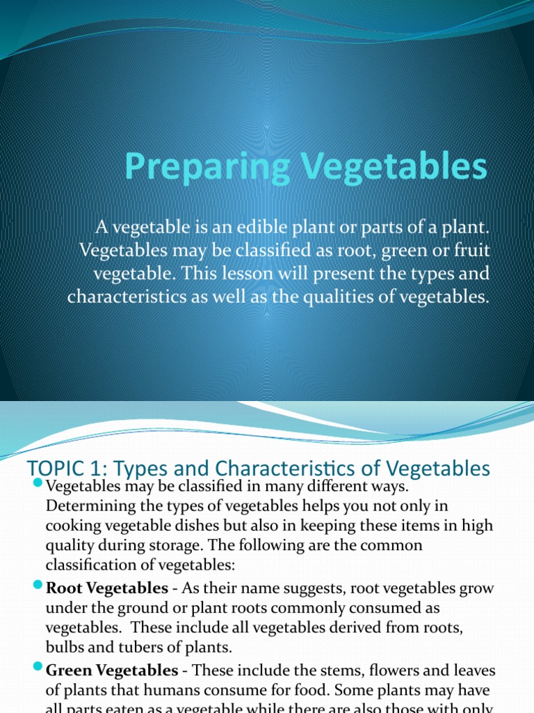 Preparing Vegetables | PDF | Vegetables | Cooking