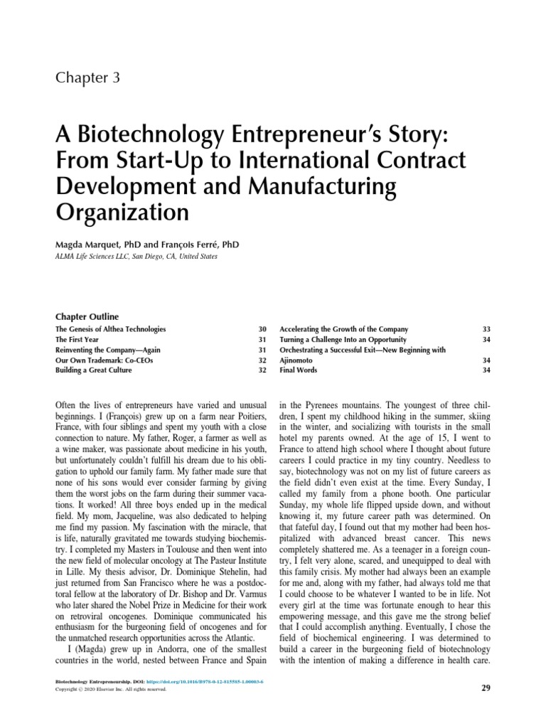 Chapter 3 - A Biotechnology Entrepreneur S Story From Sta - 2020 ...