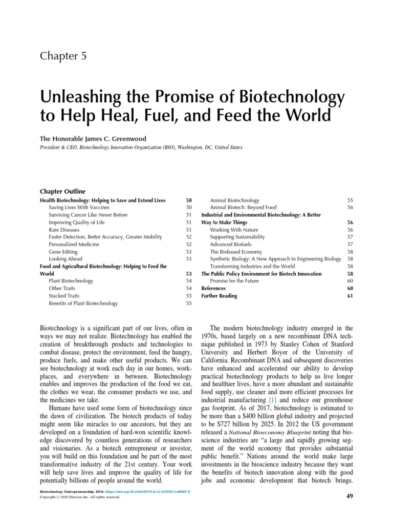 Chapter 5 - Unleashing The Promise of Biotechnology T - 2020 ...
