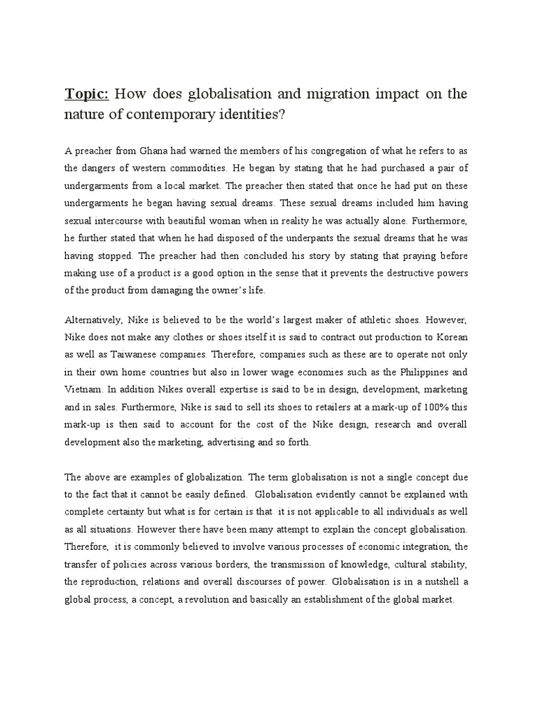 Anthropology Essay - Globalisation and Migration | PDF | Globalization | Human Migration