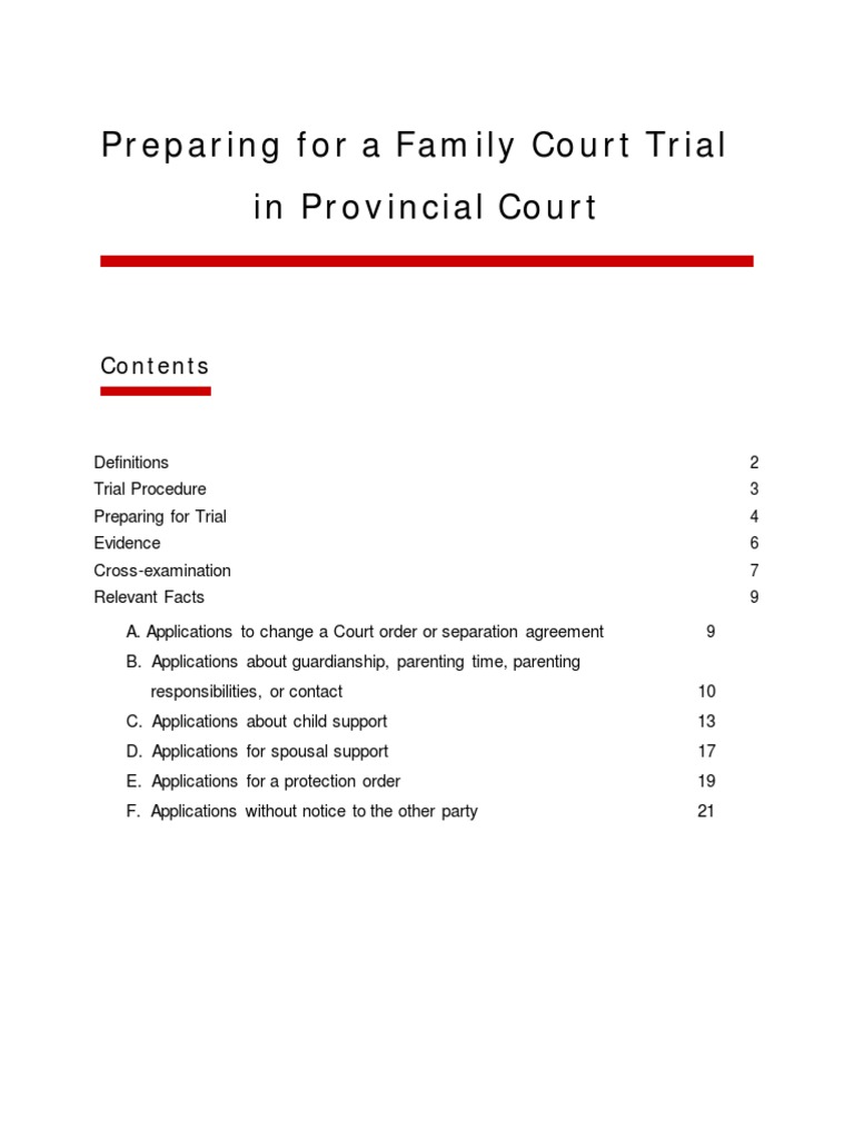 Guide To Preparing For A Family Court Trial in Provincial Court | PDF ...