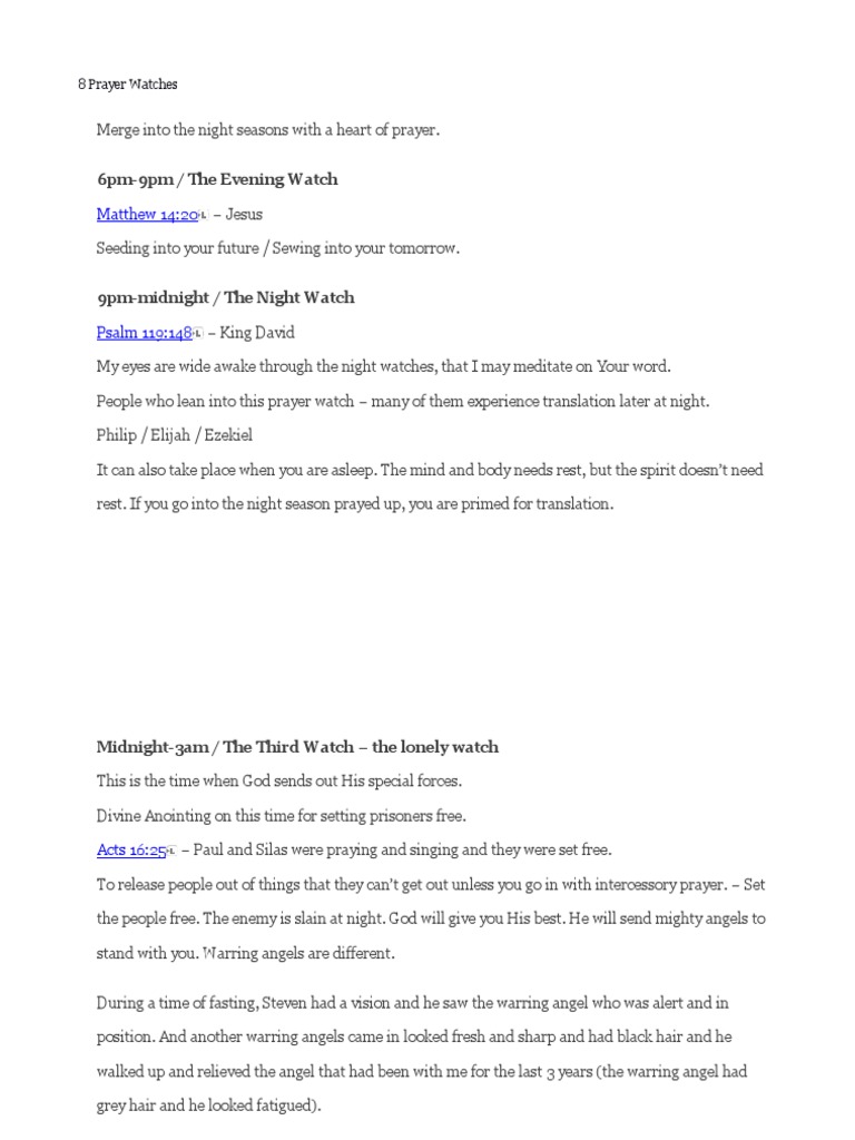 Understanding the Eight Prayer Watches | PDF | Jesus | Prayer