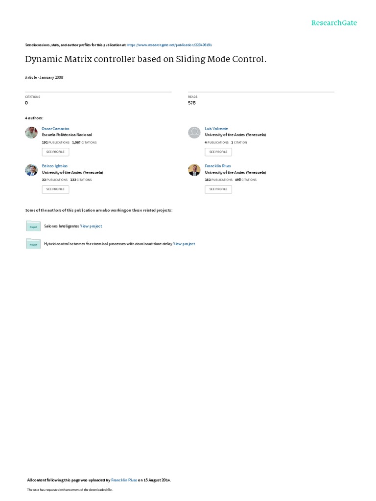 Dynamic Matrix Controller Based On Sliding Mode Co | PDF | Control ...