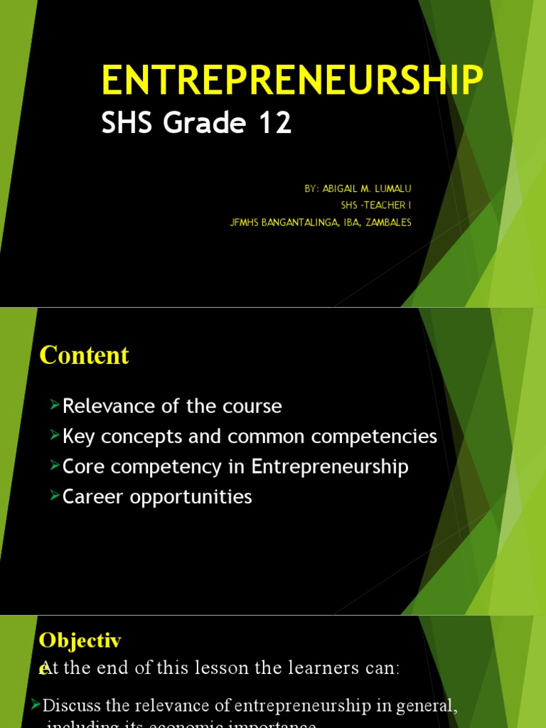 Entrepreneurship: SHS Grade 12 | PDF | Entrepreneurship | Franchising