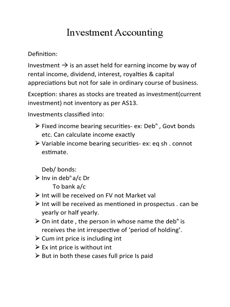 Investment Accounting | PDF | Investing | Bonds (Finance)