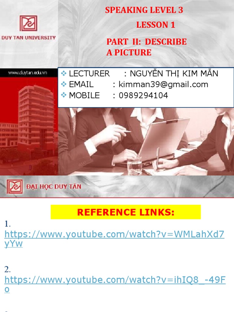 Speaking Level 3 Lesson 1 Part Ii: Describe A Picture: Time Allotted ...