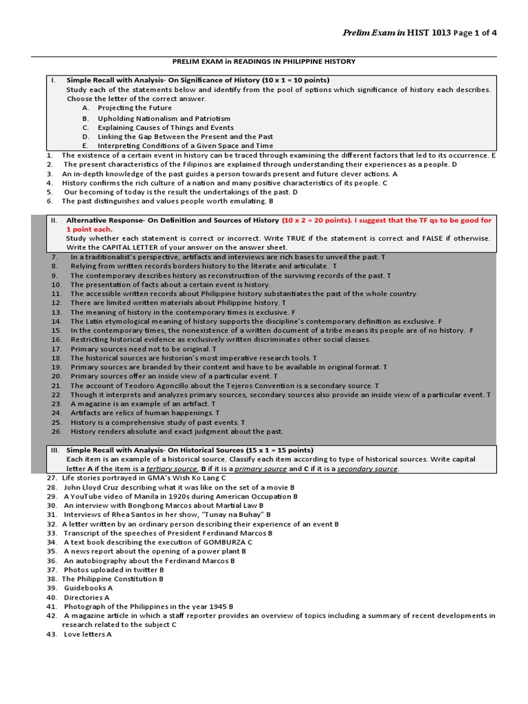 Prelim Exam in RIPH | PDF | Primary Sources | Tagalog Language