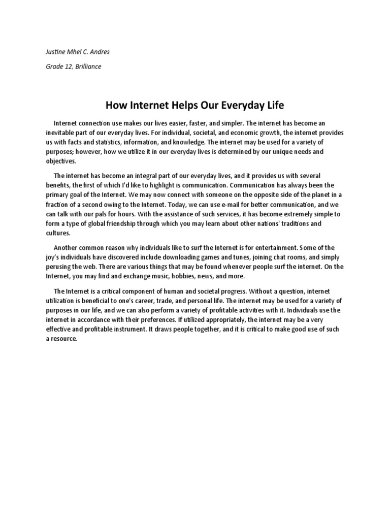 How Internets Helps Our Everyday Life ESSAY | PDF
