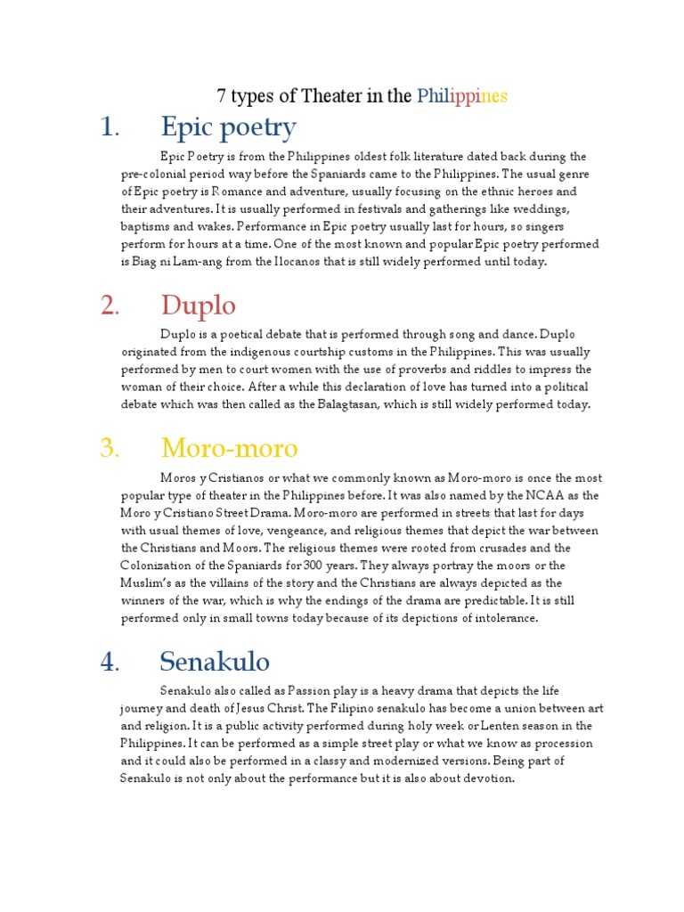 A Survey of the Rich Tradition of Philippine Theater: Exploring Epic ...