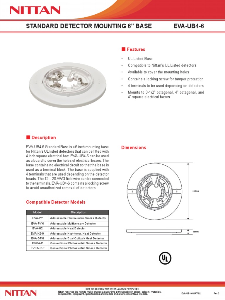 Standard Detector Mounting 6" Base EVA-UB4-6: Features | PDF ...