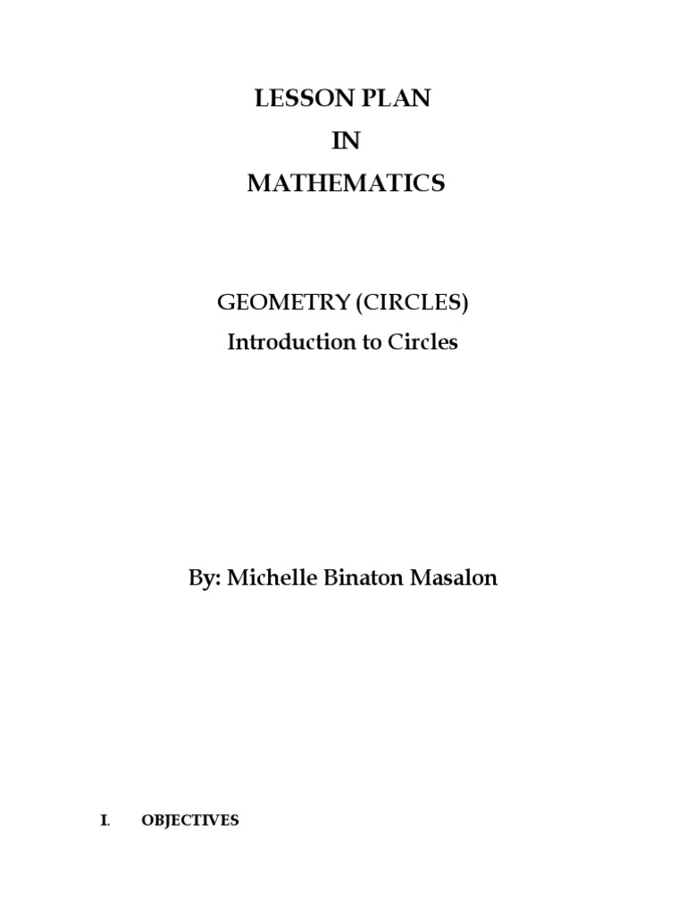 Lesson Plan - CIRCLES | PDF | Circle | Diameter
