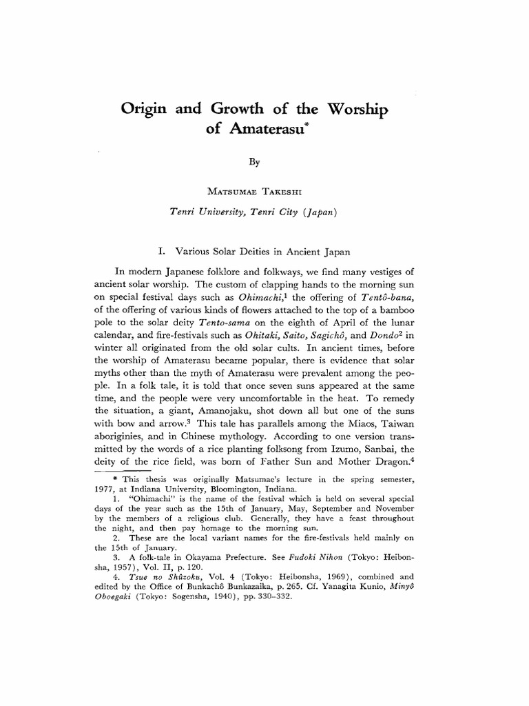 Origin and Growth of The Worship of Amaterasu | PDF | Shinto