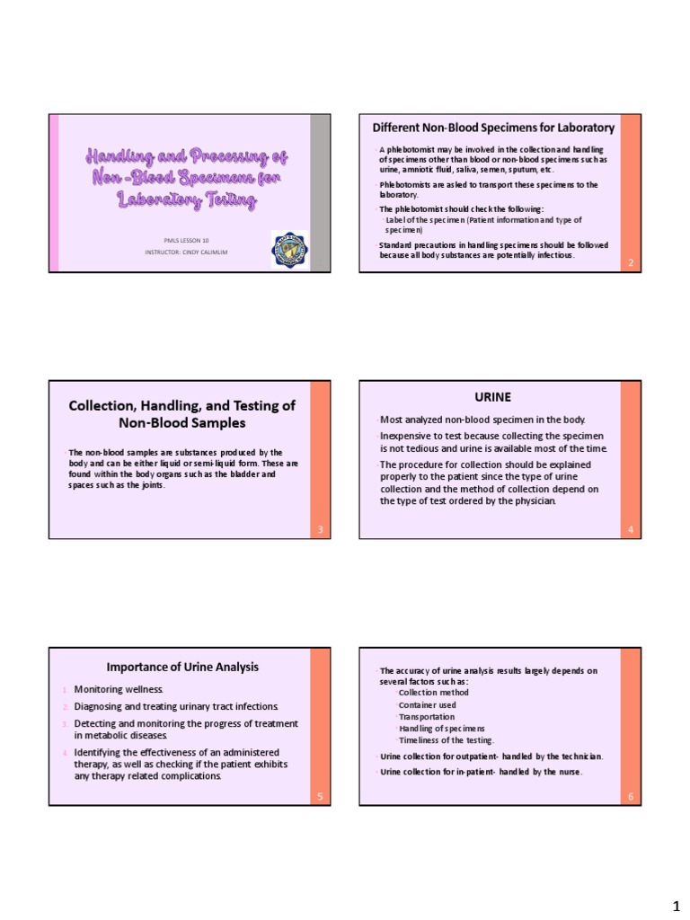 PMLS 2 Handling and Processing of Non Blood Specimens For Laboratory ...