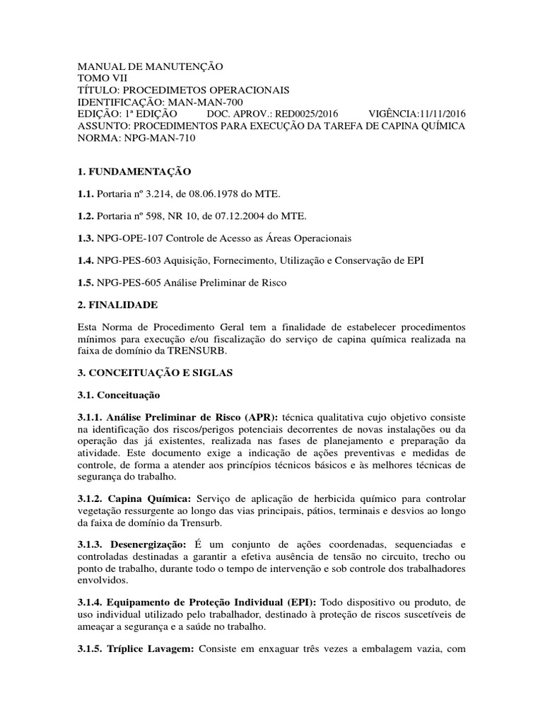 Npg-Man-710 - Execução Da Tarefa de Capina Química | PDF | Embalagem e ...