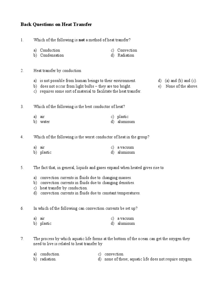 Heat Transfer Questions and Answers | PDF | Heat Transfer ...