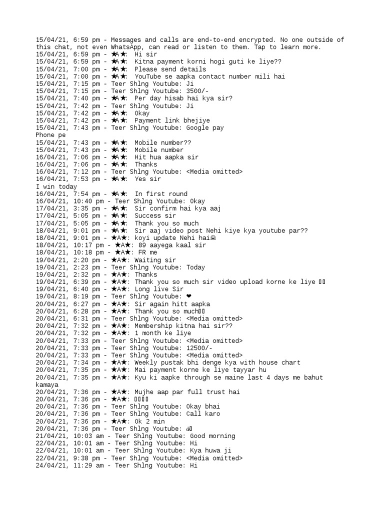 WhatsApp Chat With Teer SHLNG Youtube | PDF | World Wide Web | Online ...
