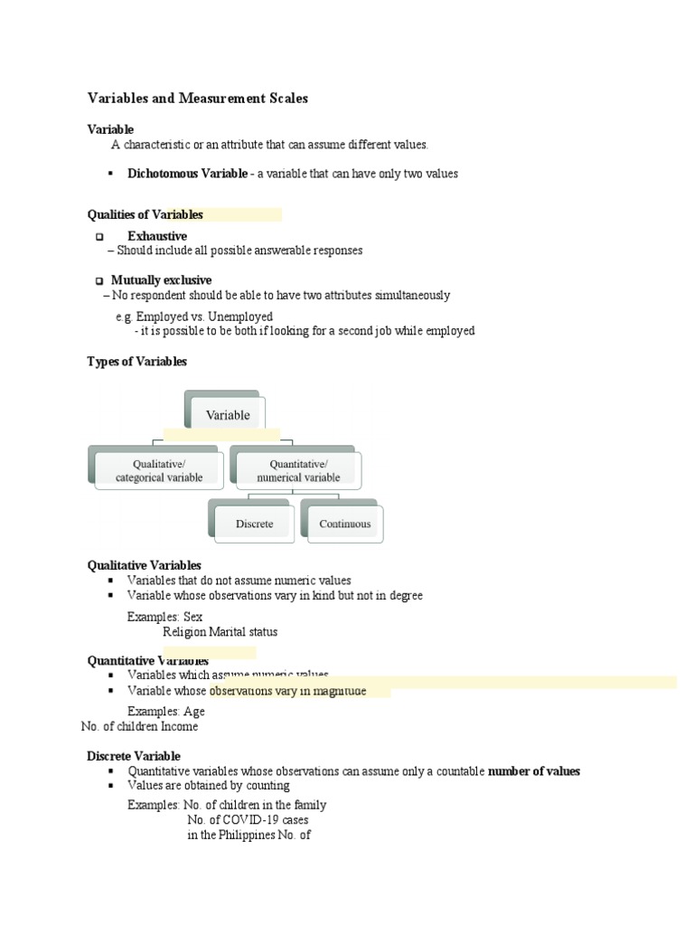 Understanding Variables and Measurement Scales | PDF | Level Of ...