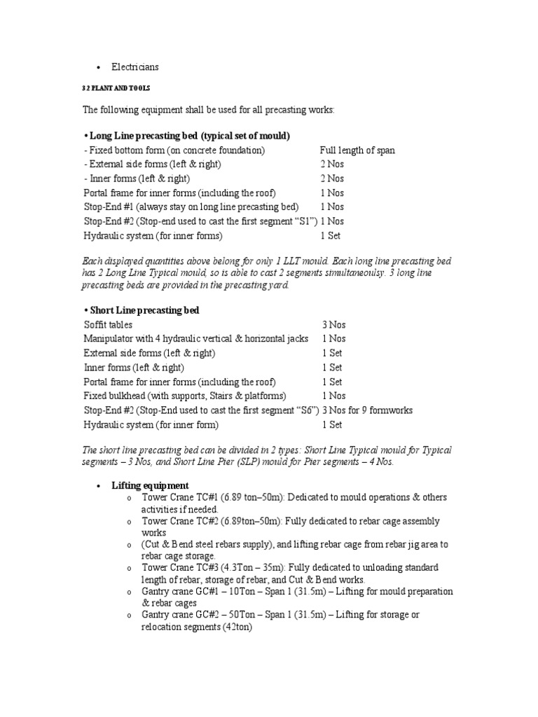 Method Statement For General Pre-Casting Works at Pre-Casting YardPart-5 | PDF | Crane (Machine ...