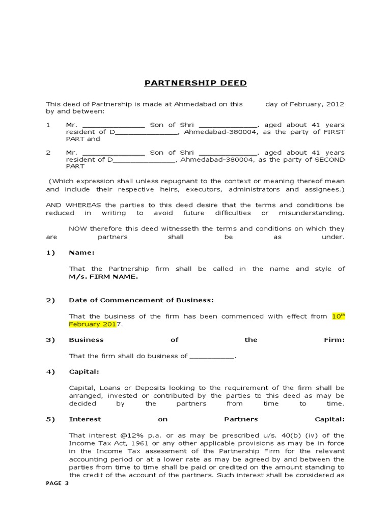 Partnership Format | PDF | Partnership | Expense