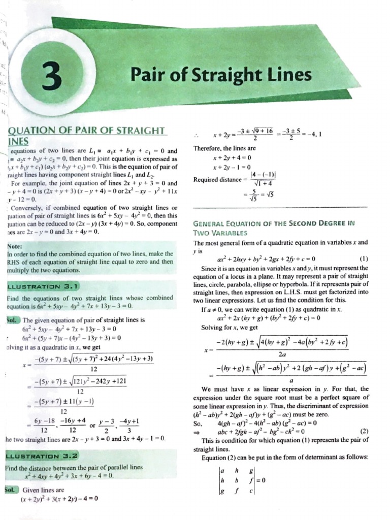 Pair of Straight Lines | PDF