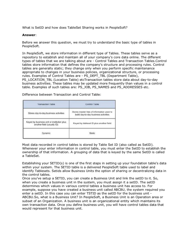 Understanding SetID in PeopleSoft | PDF | Information | Information ...