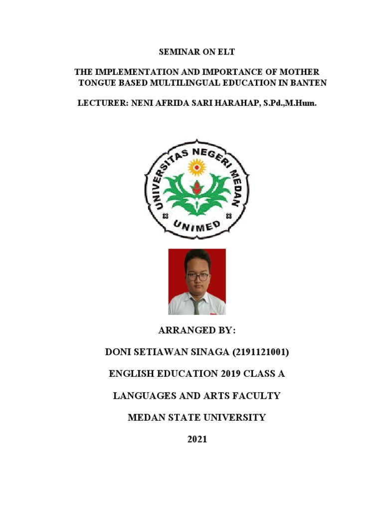 Doni Setiawan Sinaga - 2191121001 - Dik19a - Seminar On Elt | PDF ...
