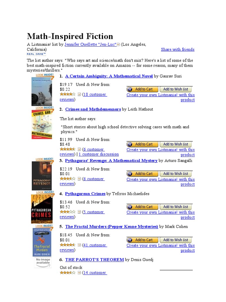 Math-Inspired Fiction: A Certain Ambiguity: A Mathematical Novel | PDF