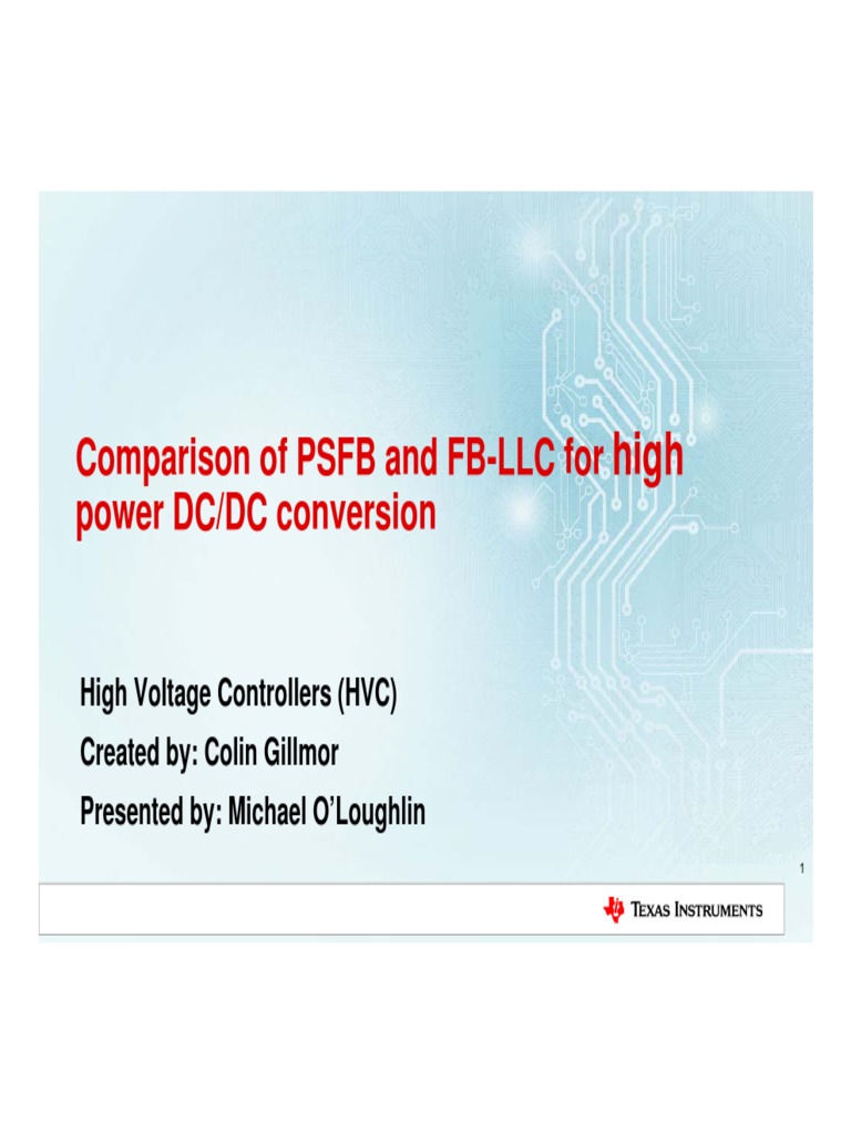 Comparison of PSFB and FB-LLC For High Power DCDC | PDF | Rectifier ...
