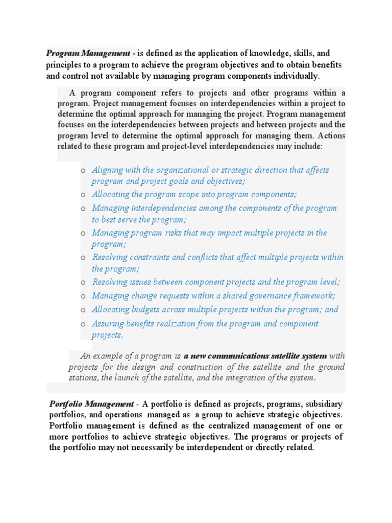 Project, Portfolio, Operation Management - PM | PDF | Project ...