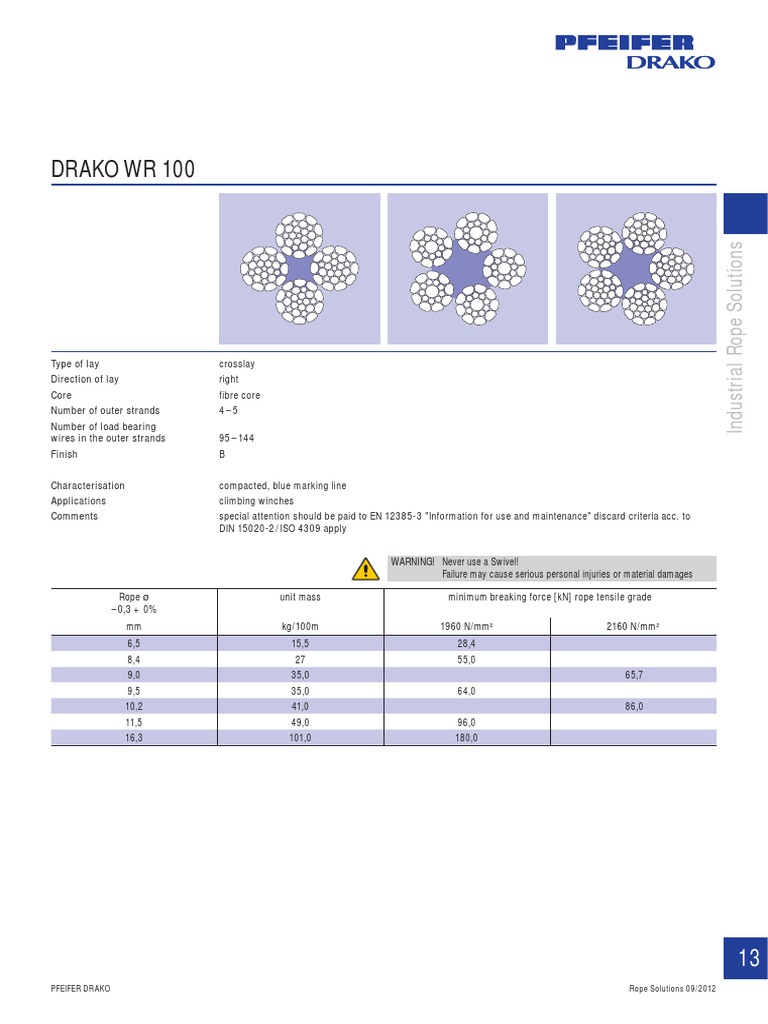 Drako WR 100: Rope Solutions 09/2012 Pfeifer Drako | PDF