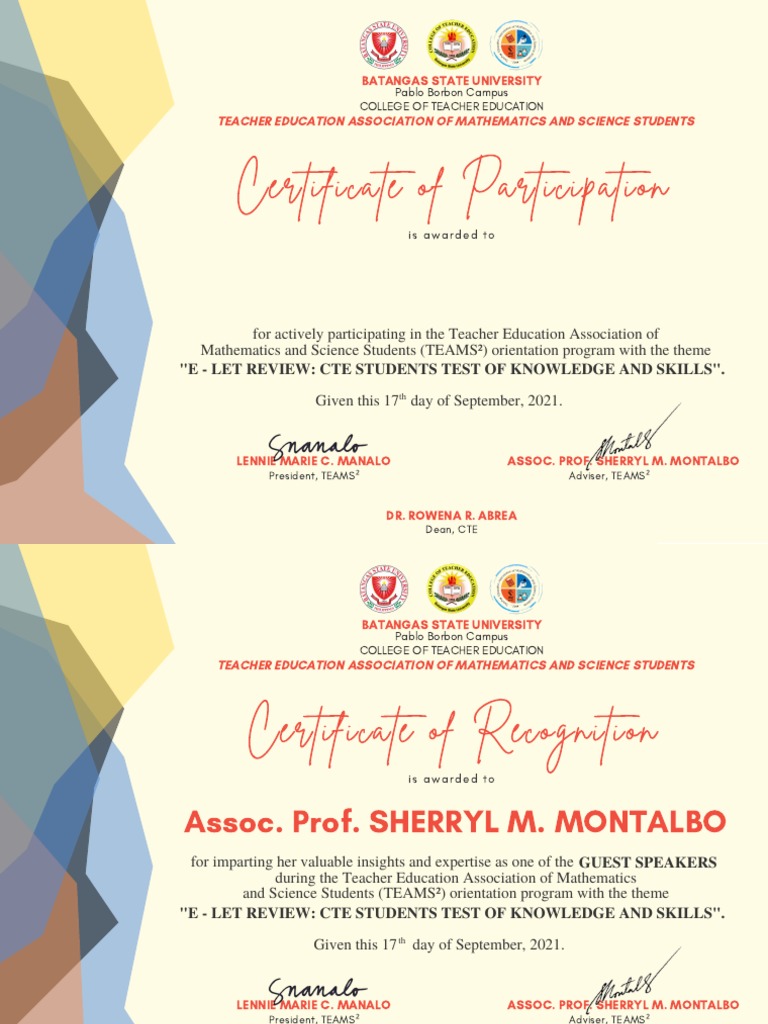 E Let Review Certificate | PDF | Vocational Education | Career And ...