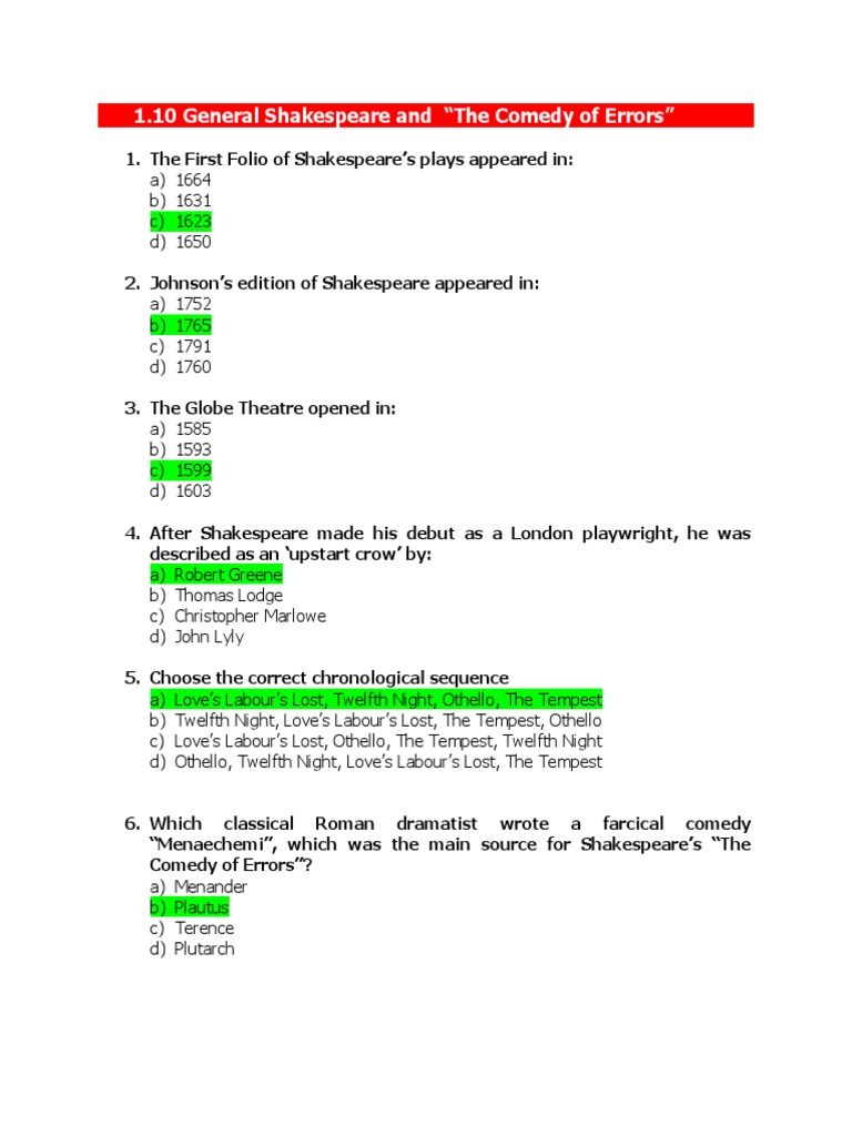 Shakespeare's Focus in A Midsummer Night's Dream | PDF | The Comedy Of ...
