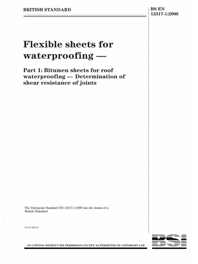 En 12317-1 Shear Resistance Water Proofing Membrane | PDF