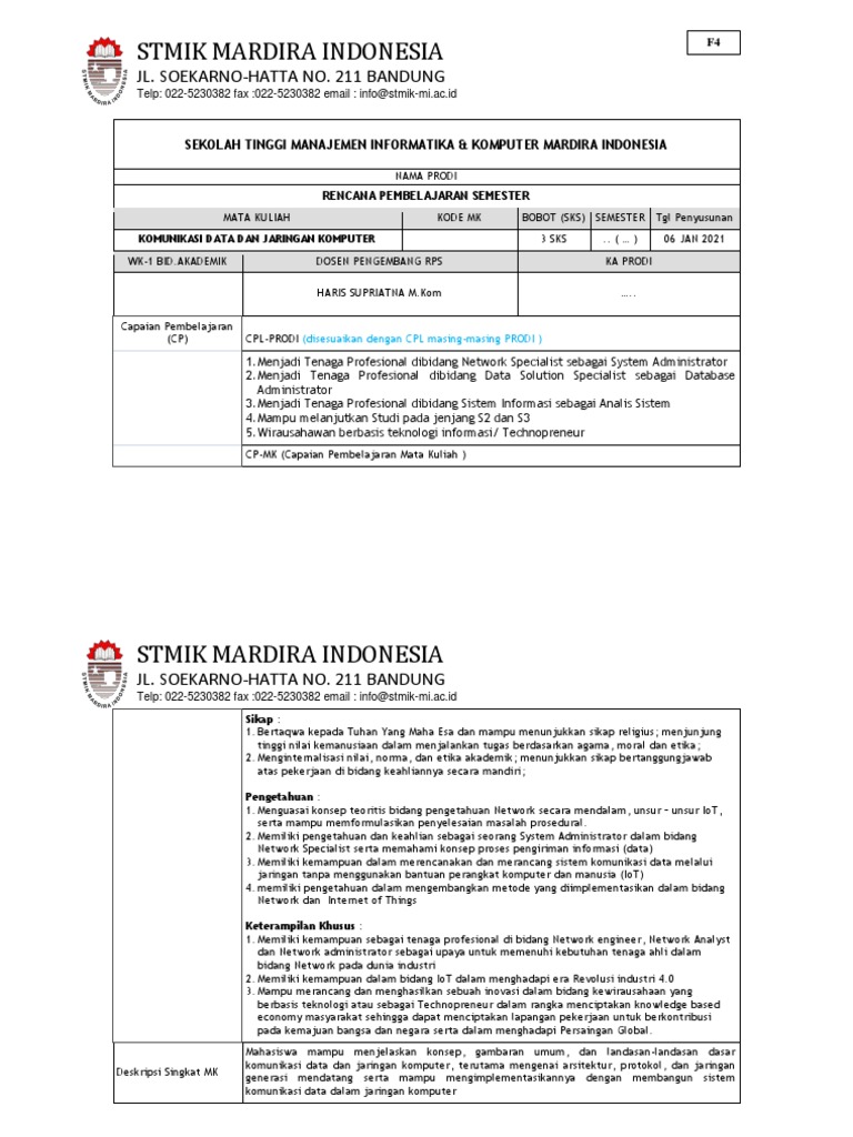 Rps 20210730 Komukasi Data, Jaringan Komputer Dan Iot | PDF
