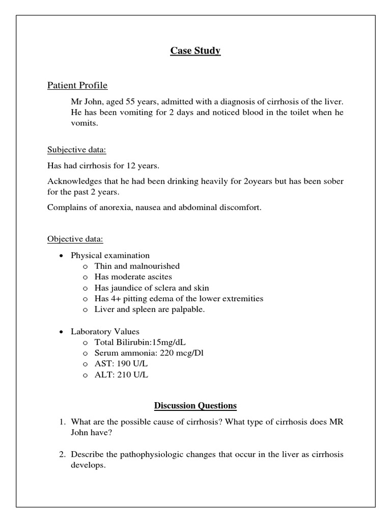 Liver Cirrhosis Case Study: Mr. John | PDF | Wellness