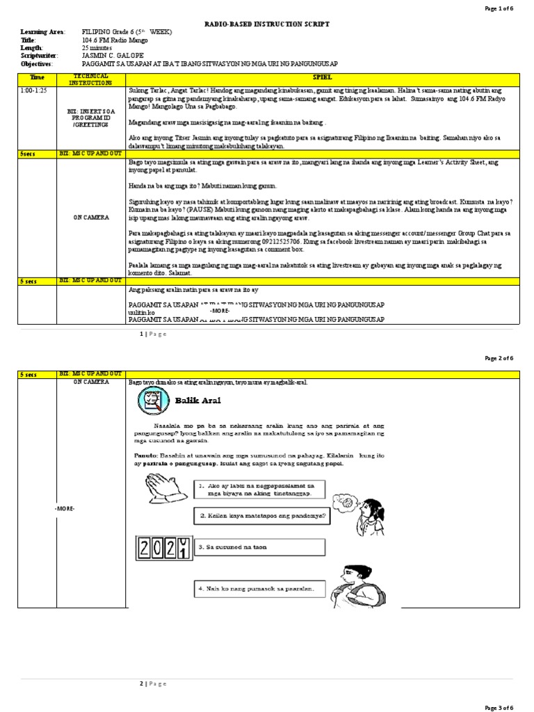 RBI-Script-filipino-5TH WEEK | PDF