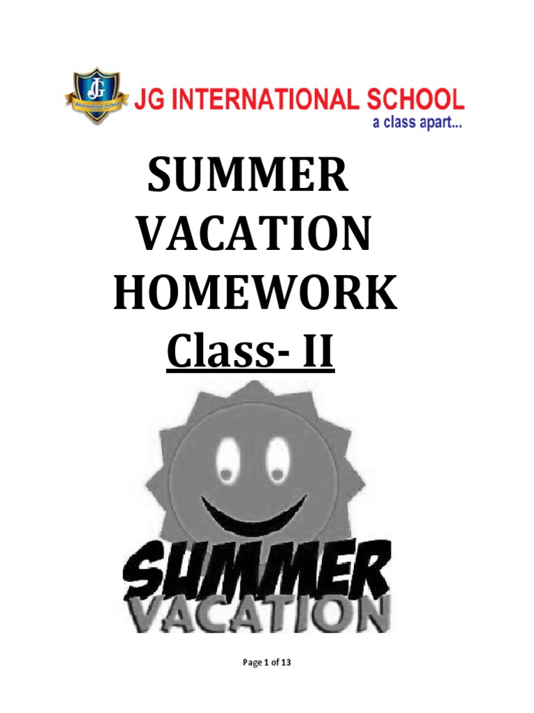 Summer Vacation Homework: Class-II | PDF